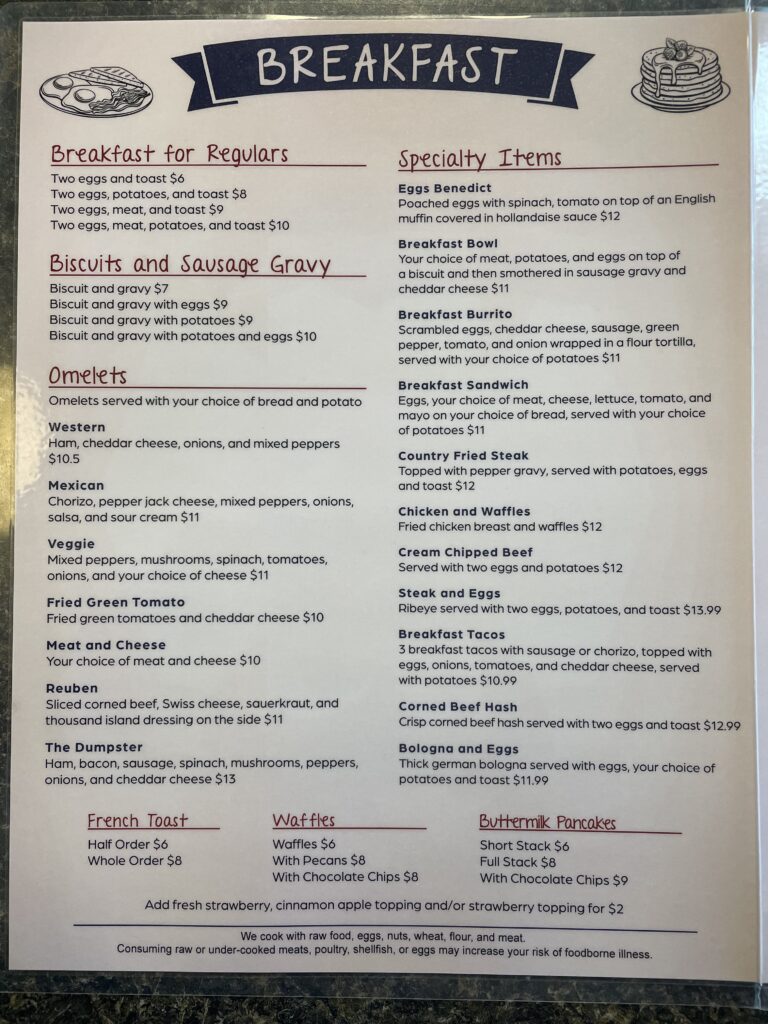 Menu – Anne's Kitchen – Southern Style