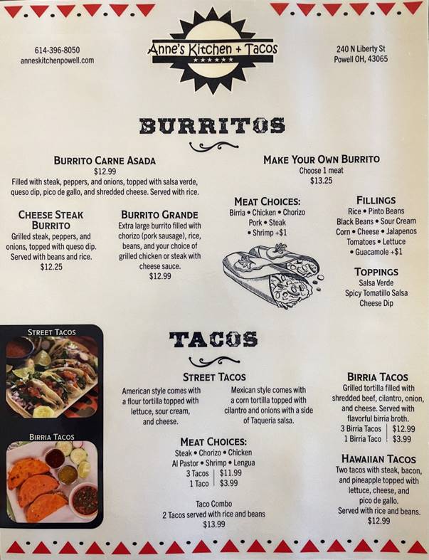 Menu – Anne's Kitchen – Southern Style